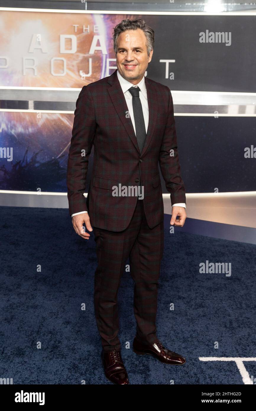 New York, NY - February 28, 2022: Mark Ruffalo attends The Adam Project ...