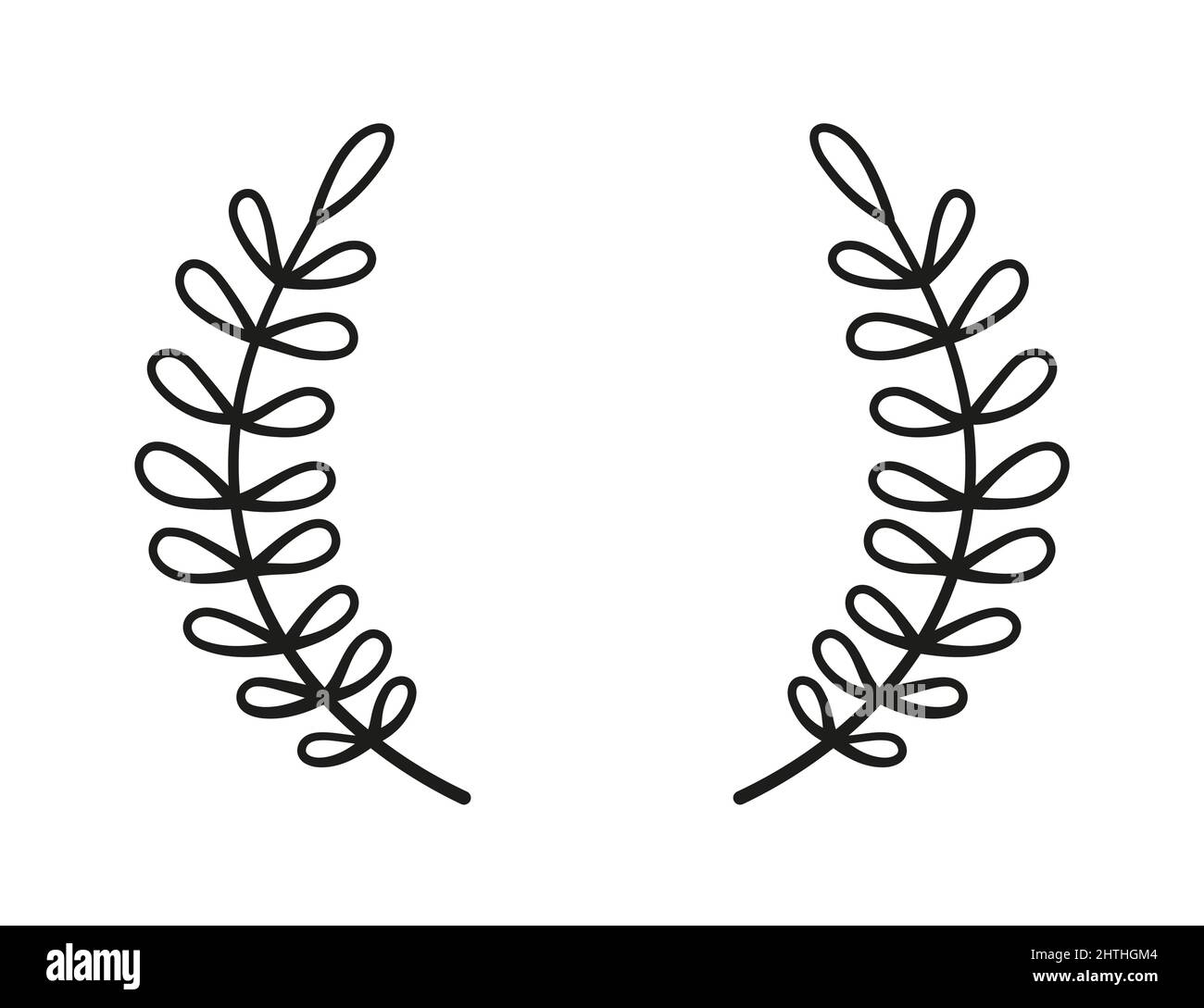 Winner laurel wreath sign. Hand drawn award decorative icon. Vector ...