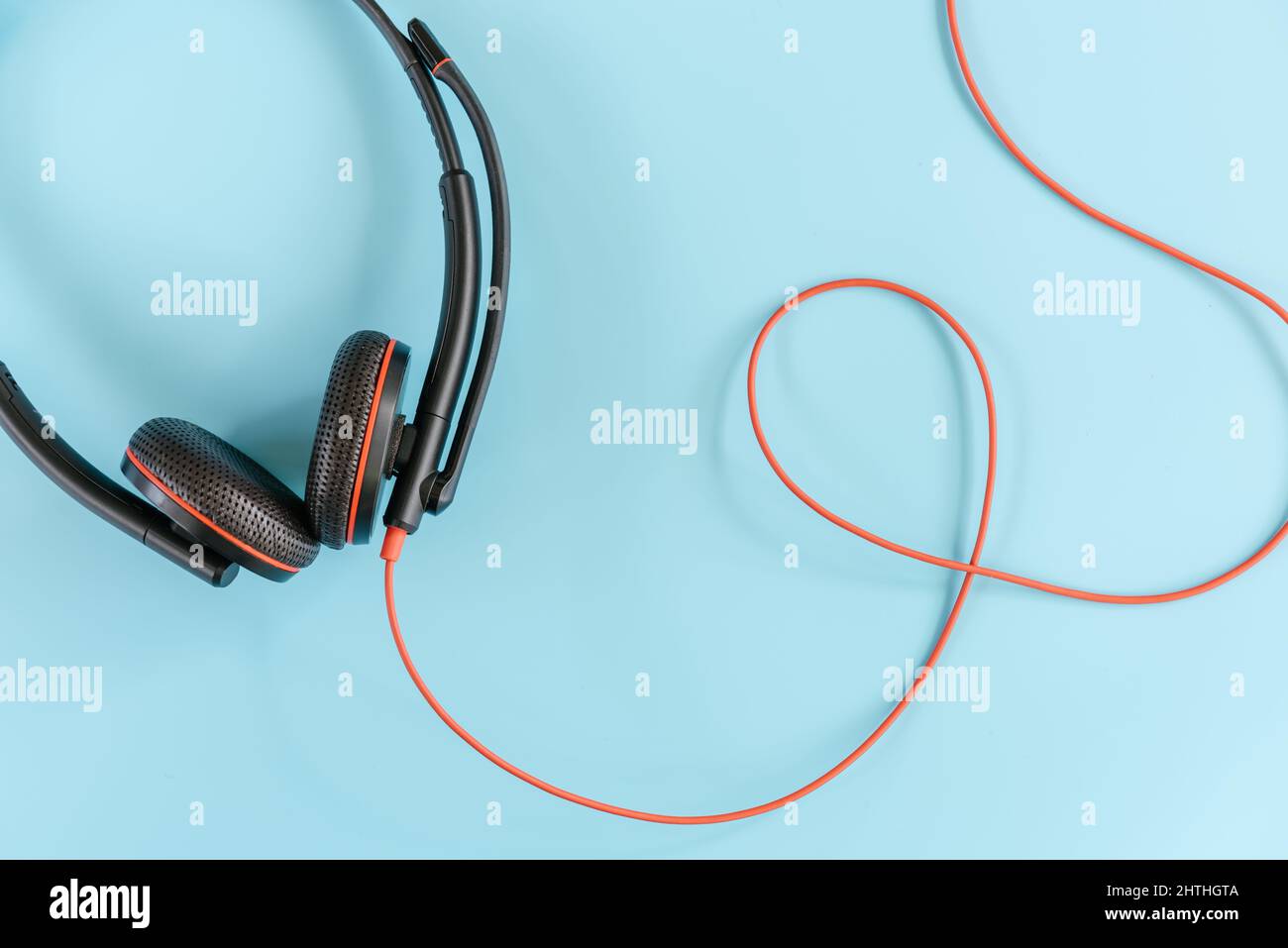 Customer Call Center Headphones of Operator Service on Isolated Blue ...