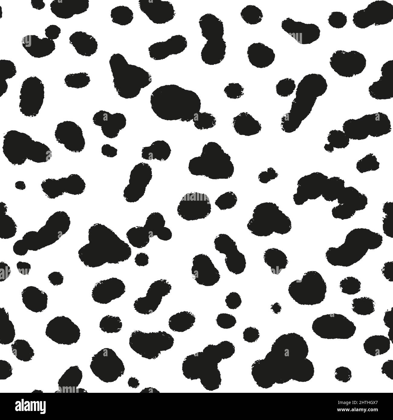 Dalmatian coloration seamless pattern. Black abstract organic blobs on ...