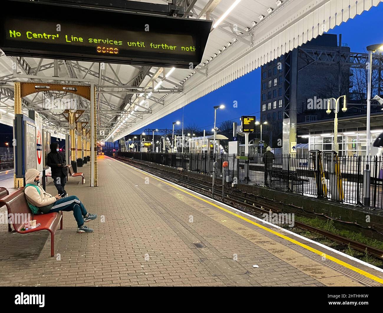 An empty Central Line platform at Ealing Broadway Station in London ...