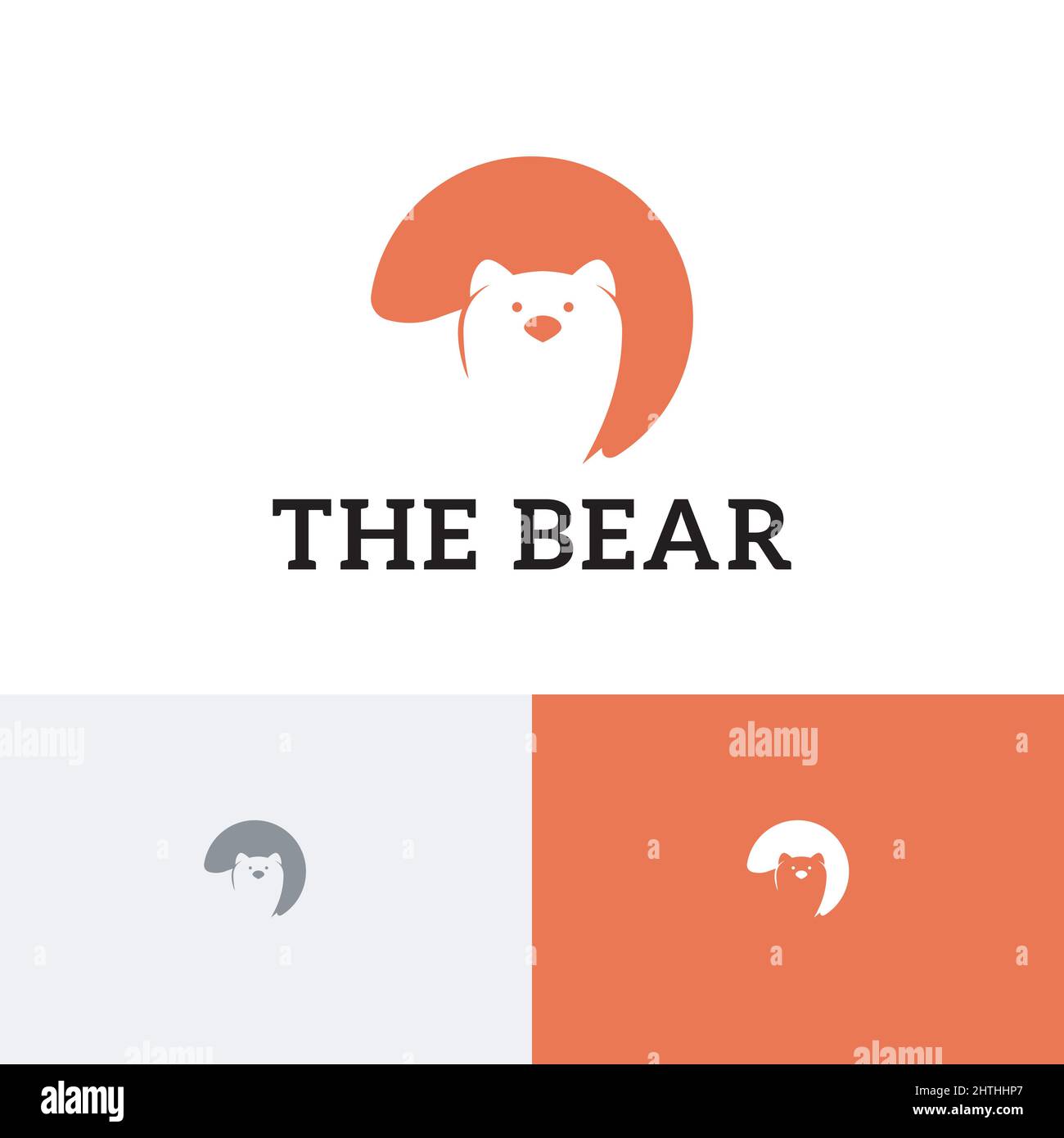 Cute Big Bear Circle Negative Space Logo Template Stock Vector Image ...