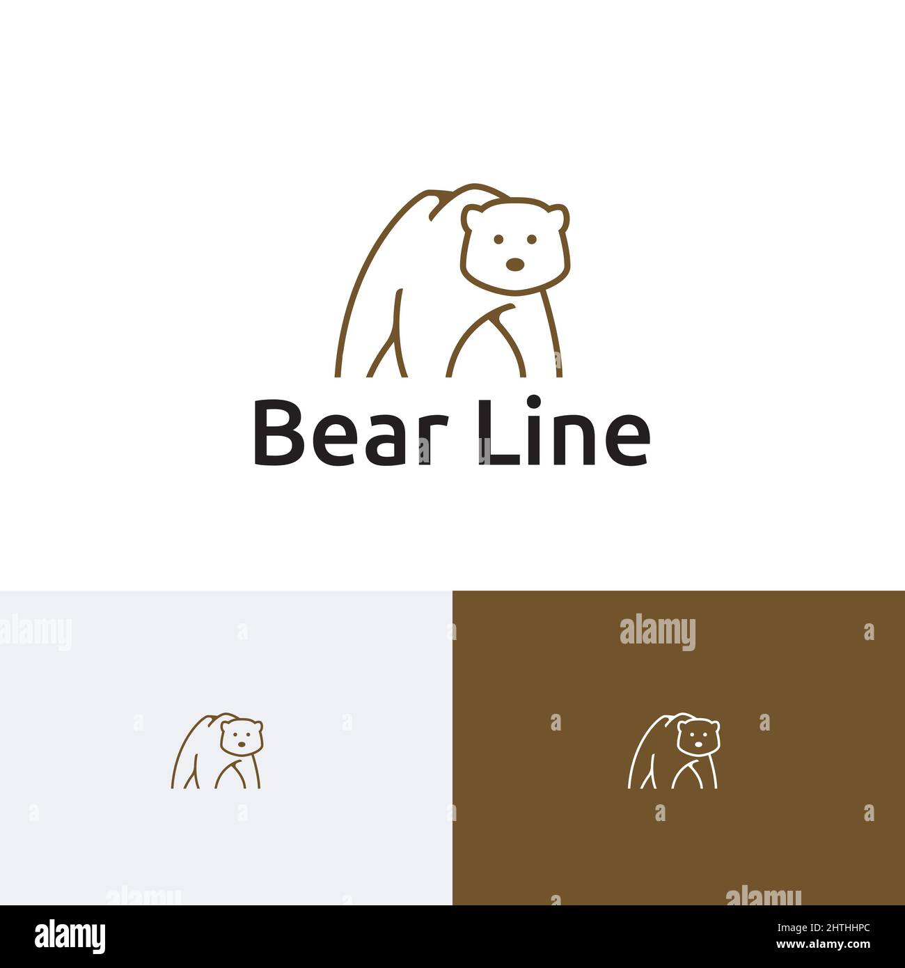 Simple Bear Line Art Style Nature Logo Template Stock Vector Image ...