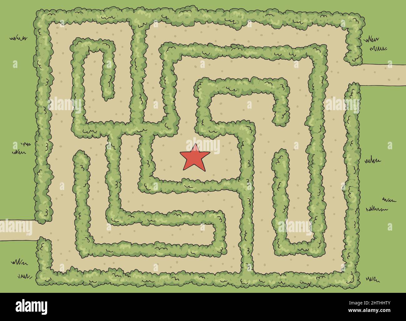 Garden maze bush graphic color sketch top aerial view illustration ...