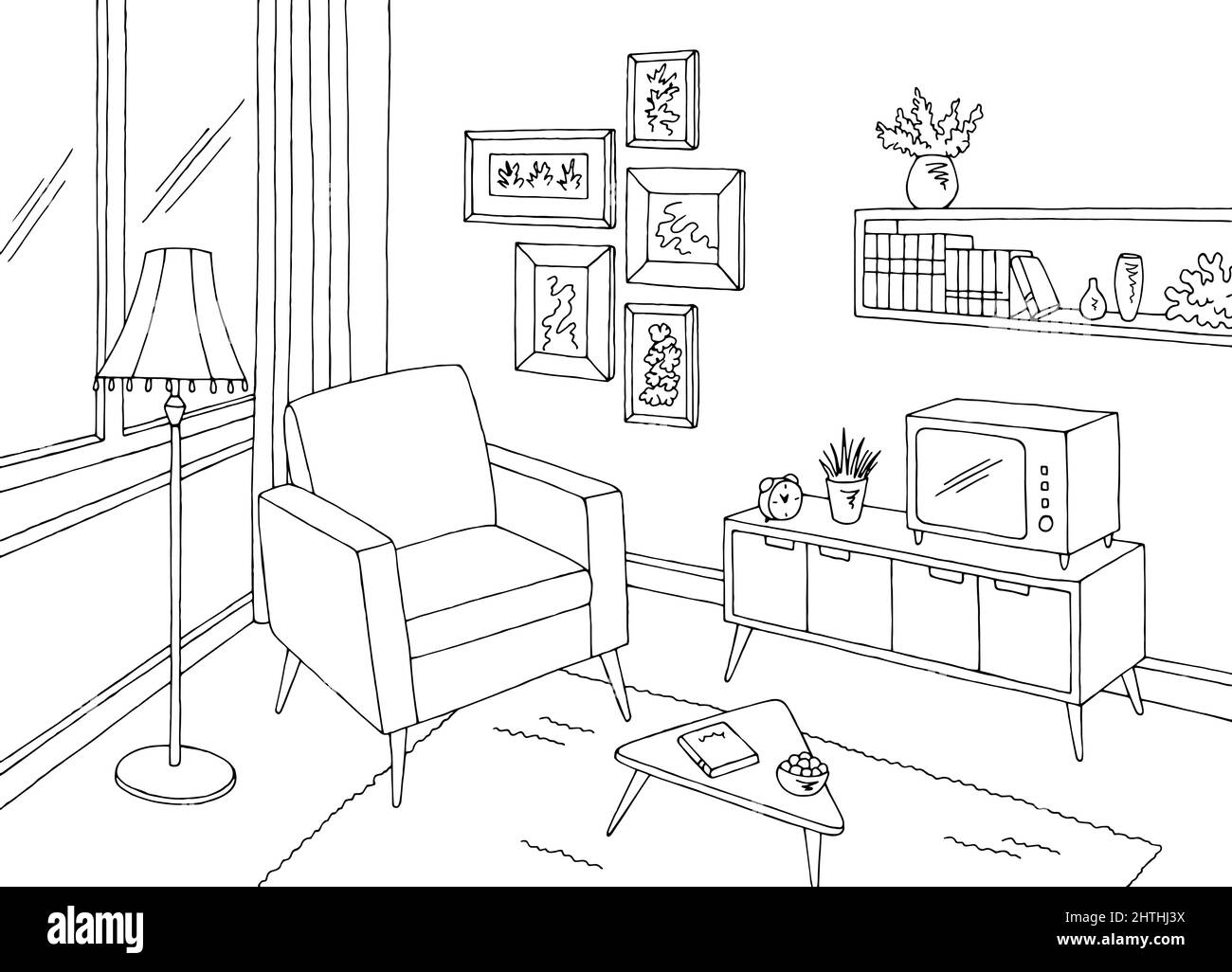 Retro living room Stock Vector Images - Alamy