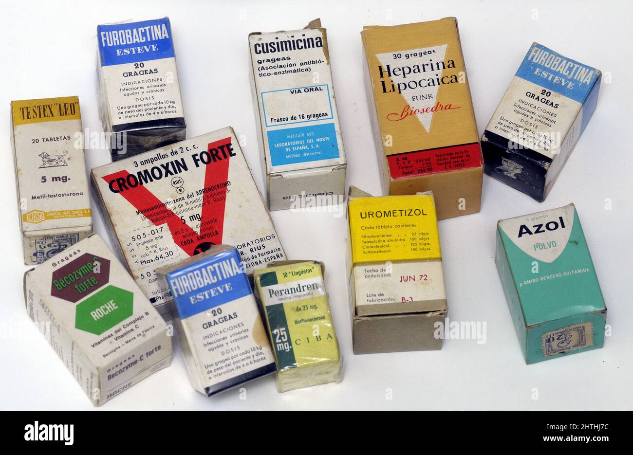 vintage pharmaceutical products different medicine boxes Stock Photo ...
