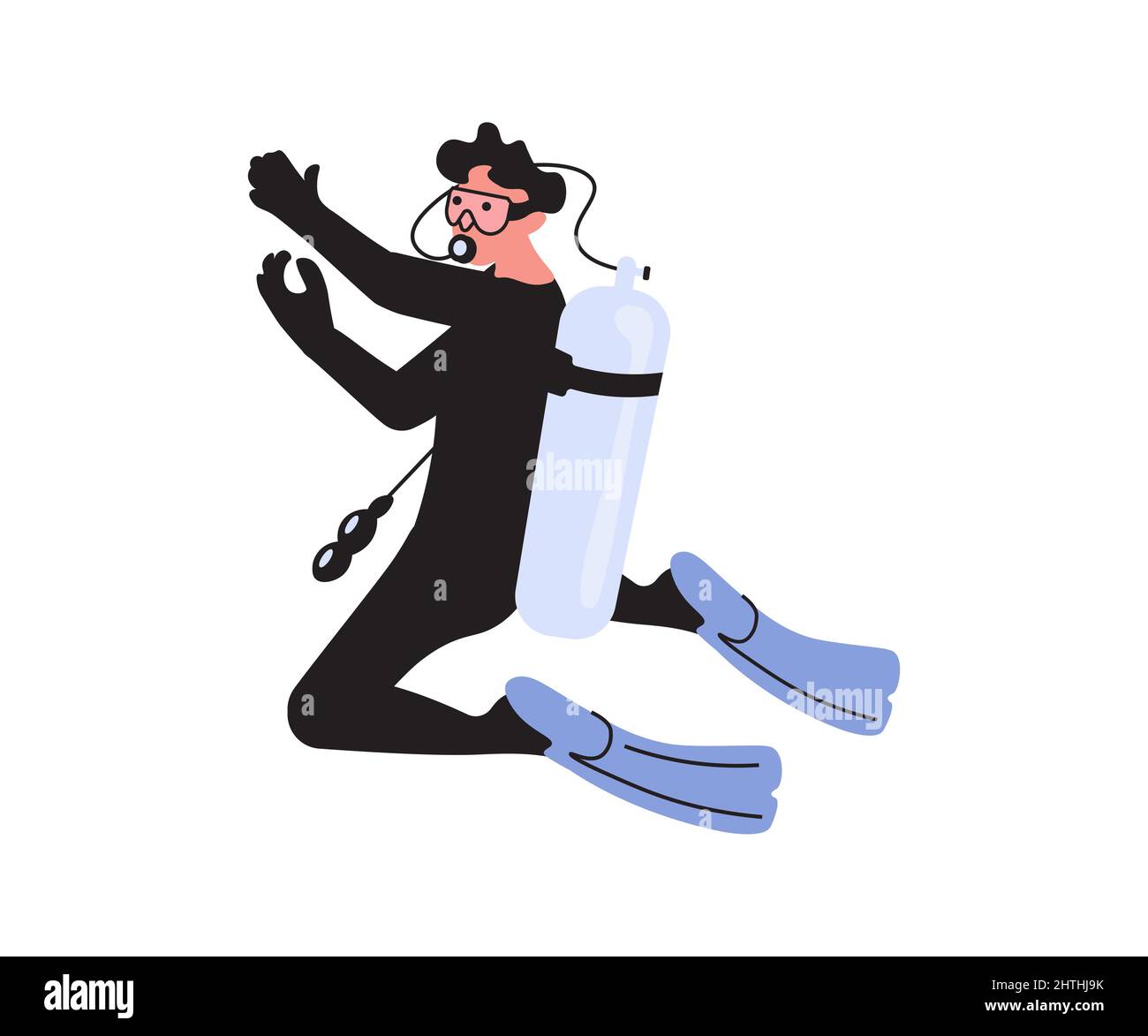 Illustration of a scuba diver on a white background Stock Photo - Alamy