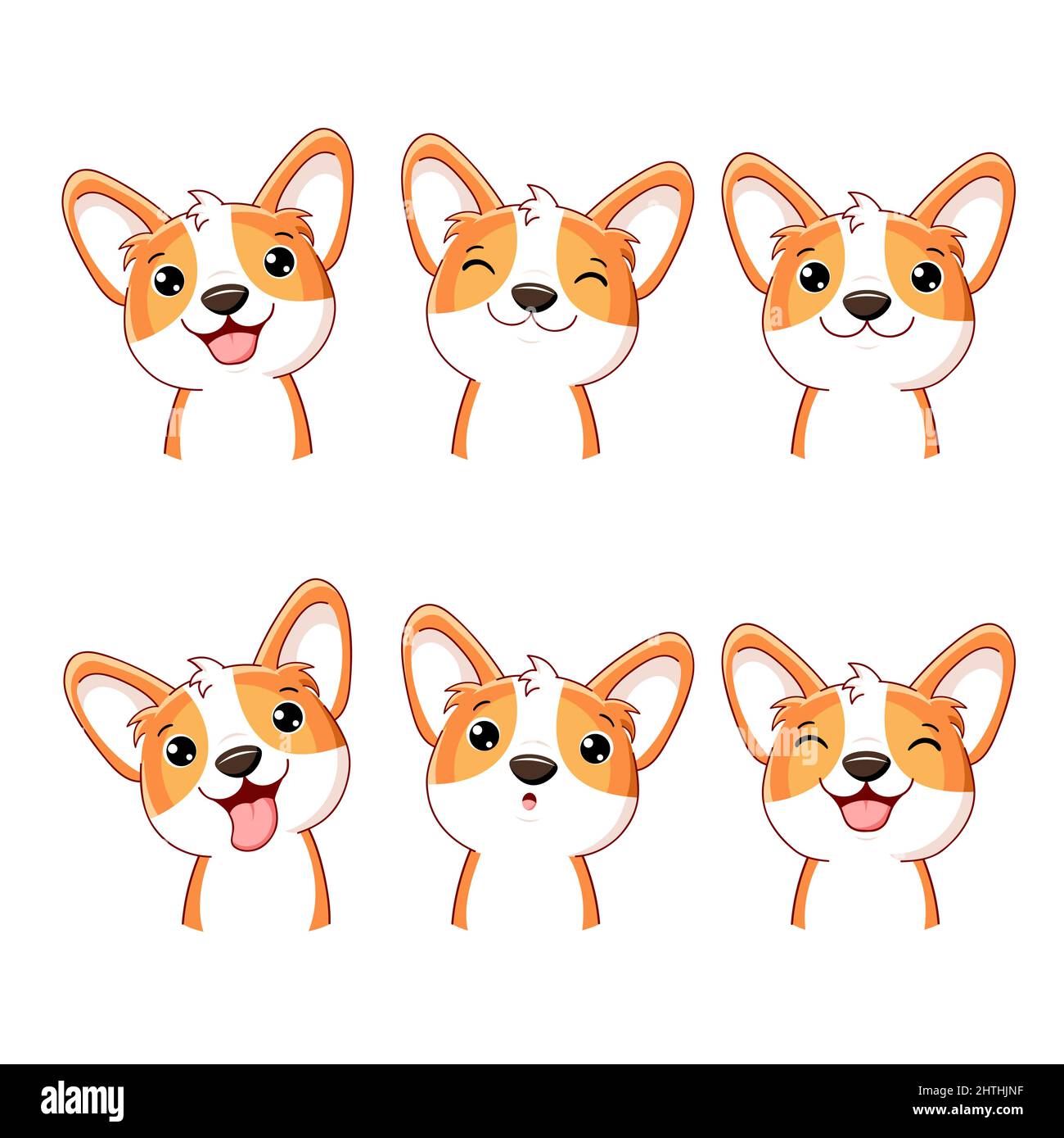 Set of kawaii member icon. Cute cartoon dog. Baby collection of avatars ...