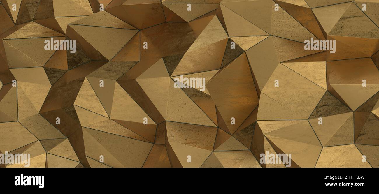 Illustration of a background with gold 3D triangles Stock Photo - Alamy