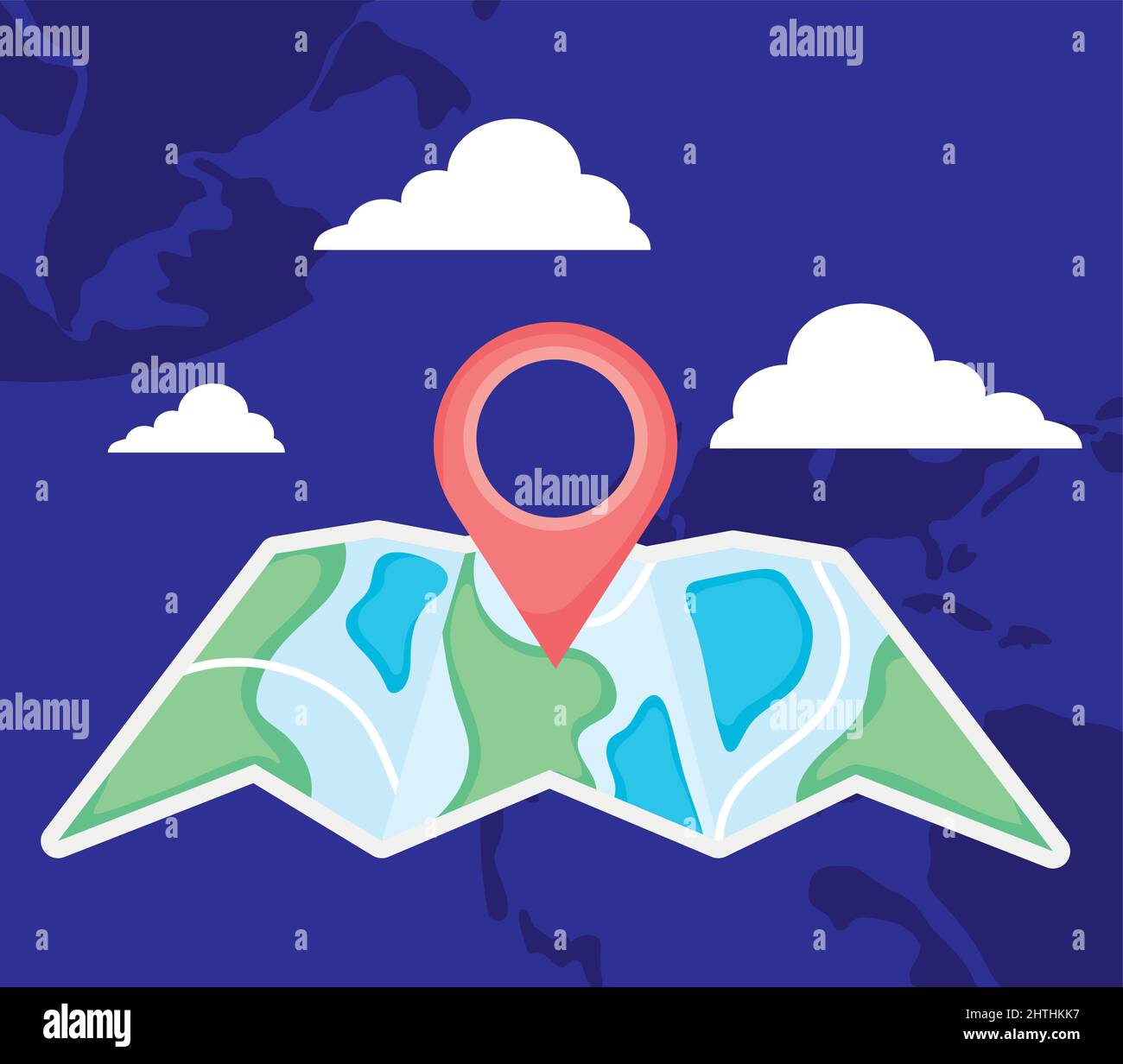 paper map and location pin Stock Vector Image & Art - Alamy