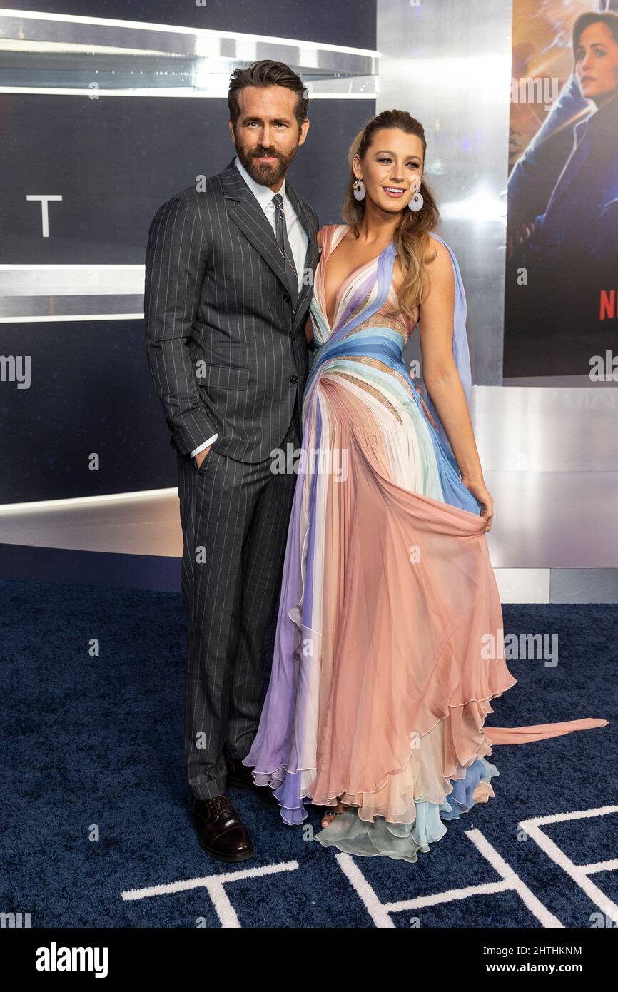 Ryan Reynolds and Blake Lively wearing dress by Versace attend The Adam ...