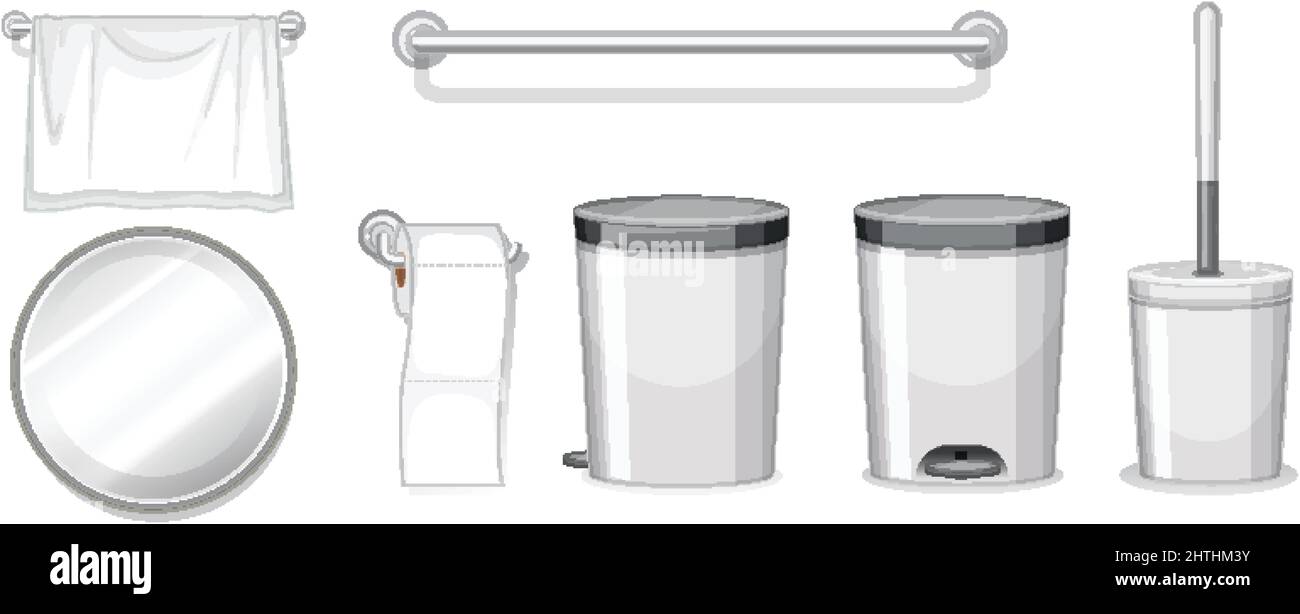 Set of toilet room objects on white background illustration Stock ...