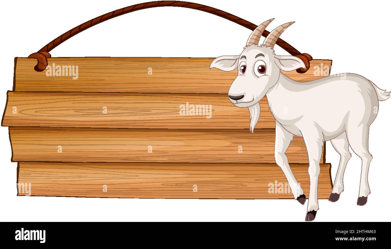 Isolated wooden banner with goat illustration Stock Vector Image & Art ...