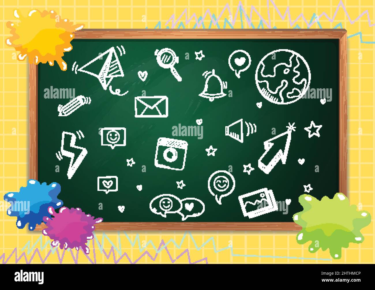 Hand drawn doodle icons on chalkboard illustration Stock Vector Image ...