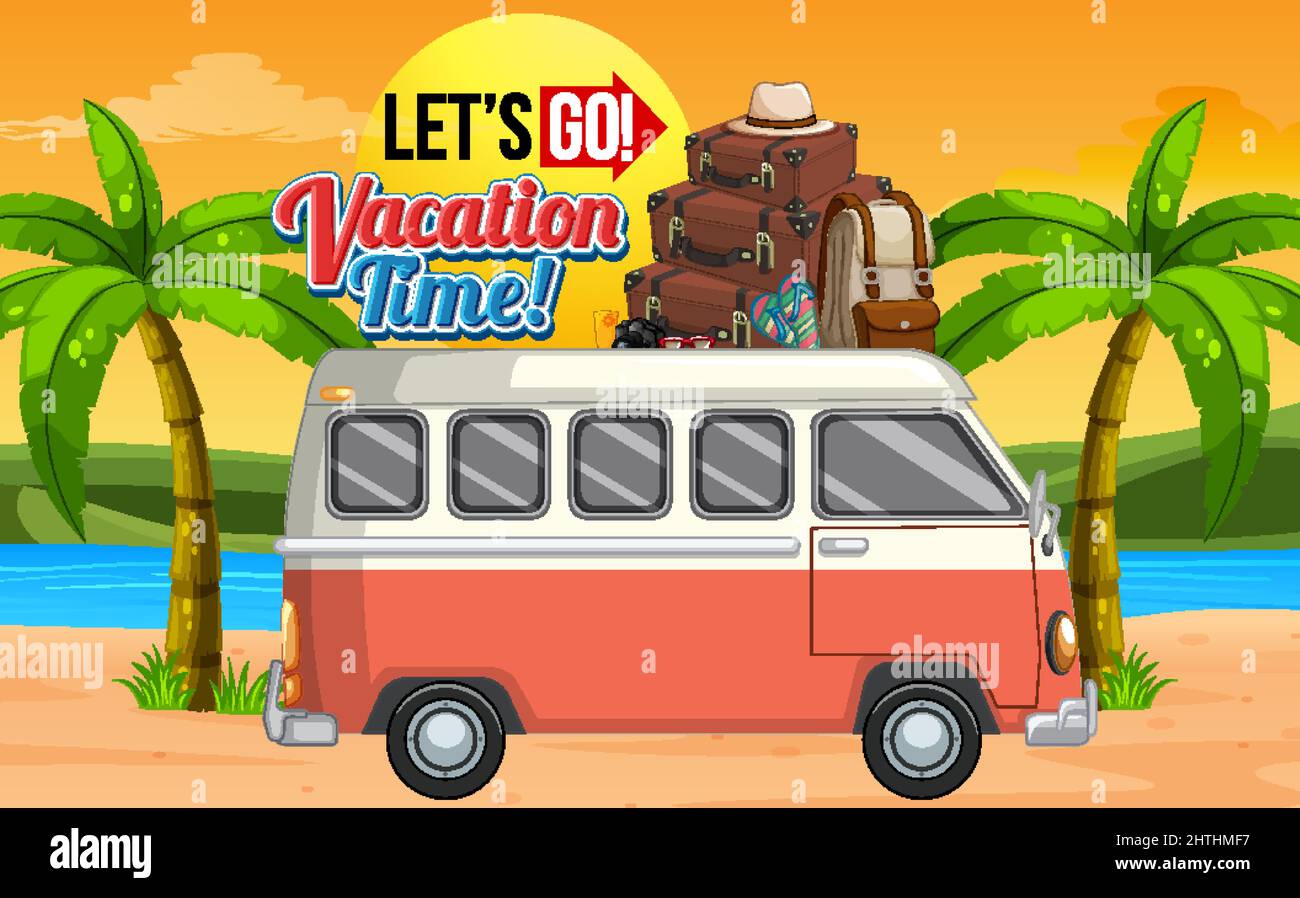 A van going on summer vacation illustration Stock Vector Image & Art ...