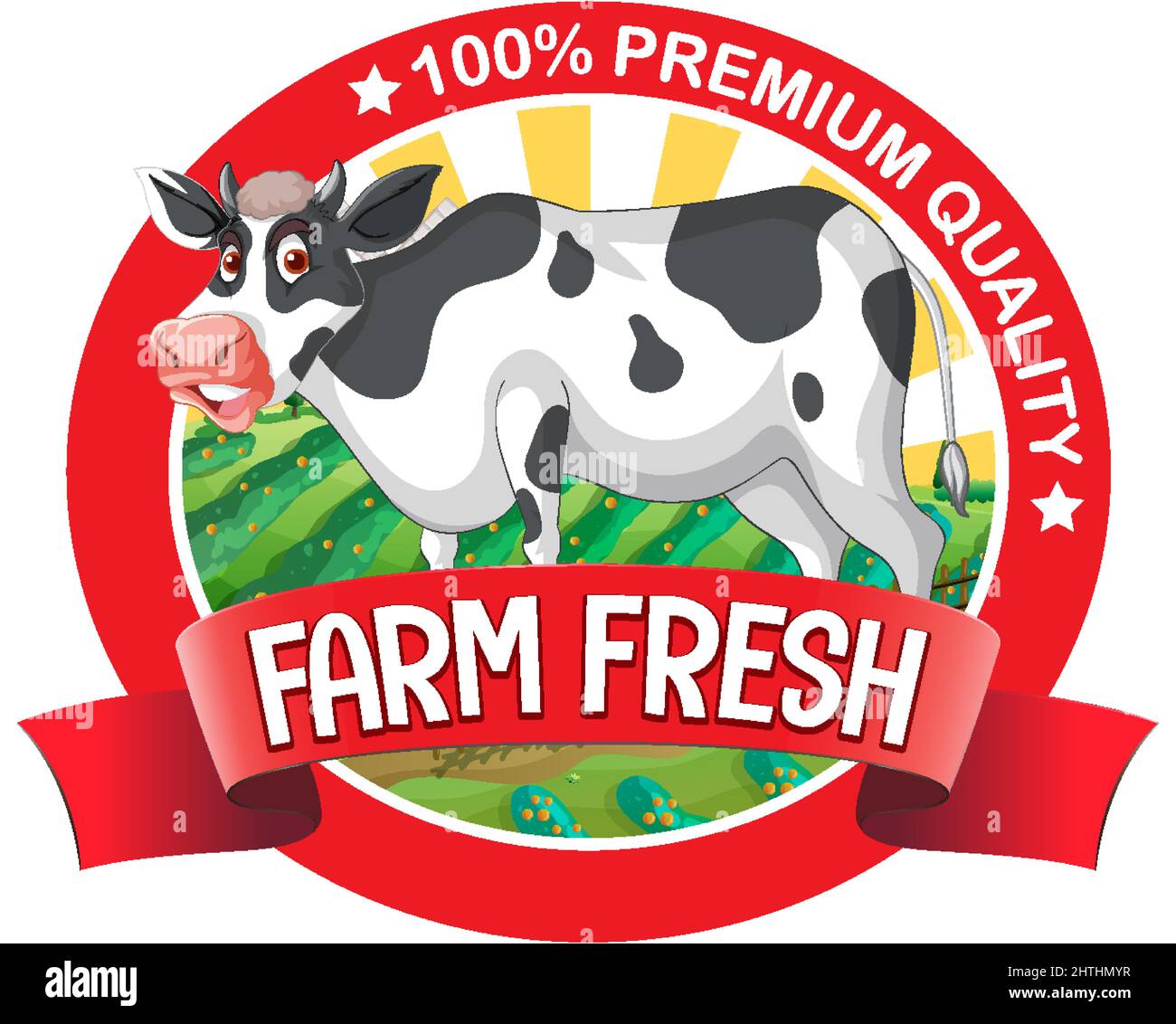 A cow with a Farm fresh label illustration Stock Vector Image & Art - Alamy