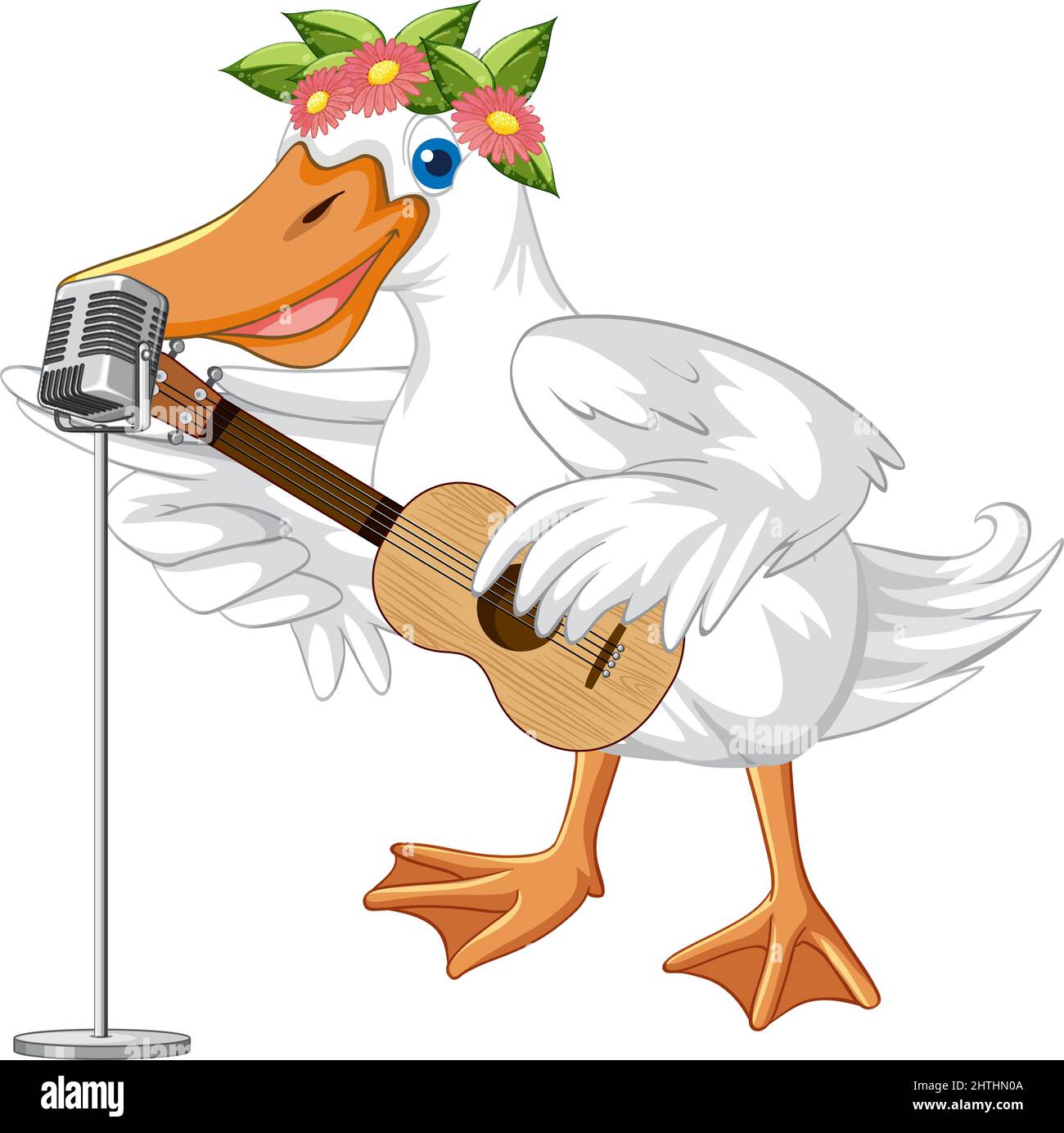 Little duck play guitar and singing on white ground illustration Stock ...
