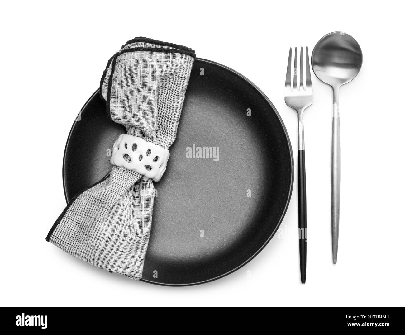 Elegant table setting on white background Stock Photo - Alamy