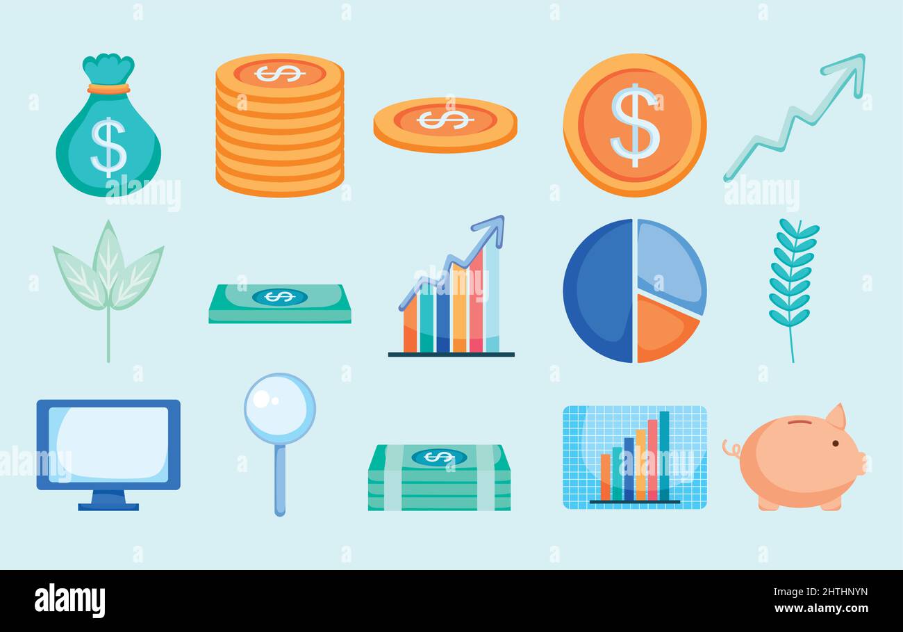 Invest piggy bank coins Stock Vector Images - Alamy