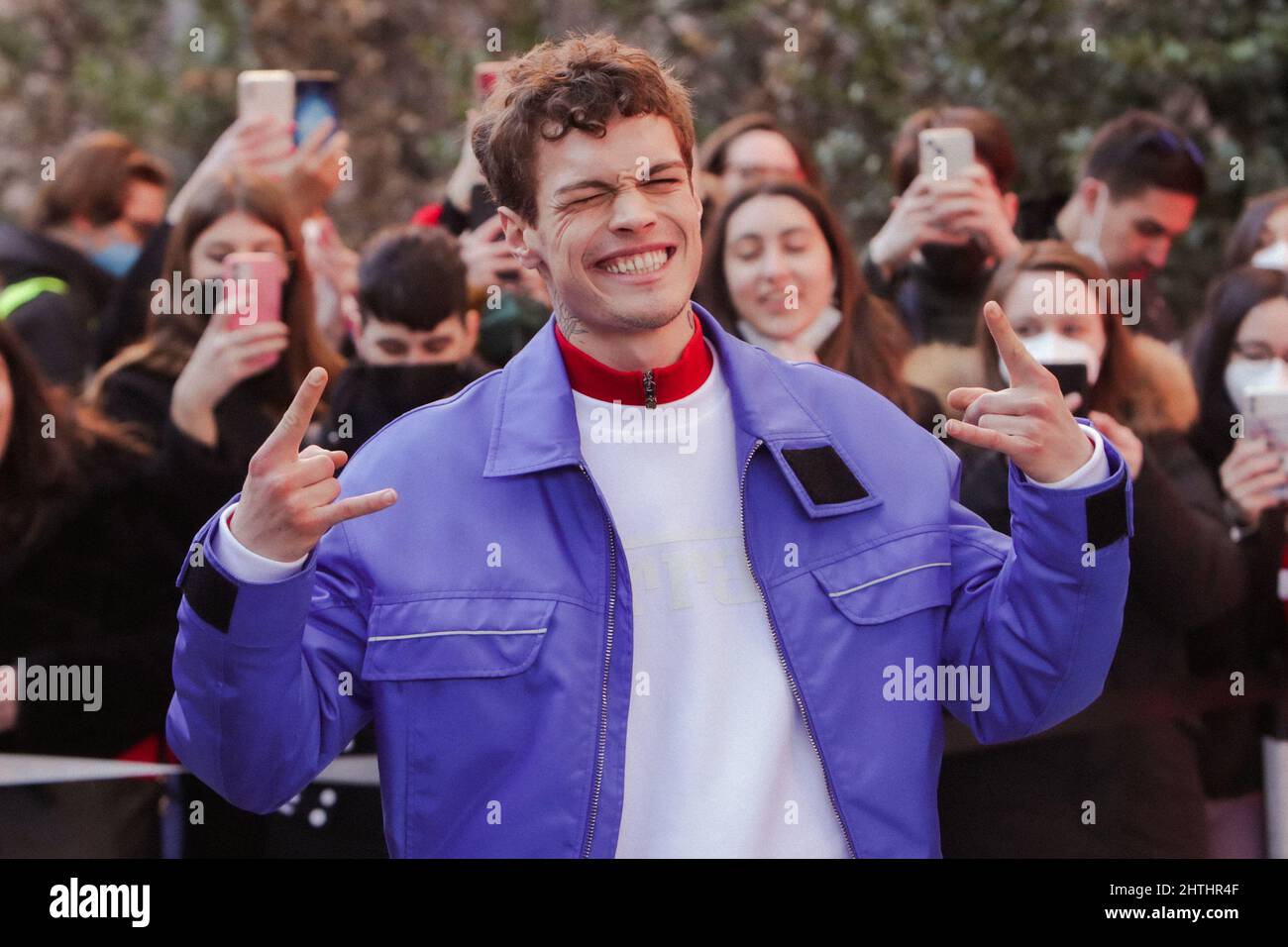 Blanco arriving at Ferrari fashion show during the Milan Fashion Week ...
