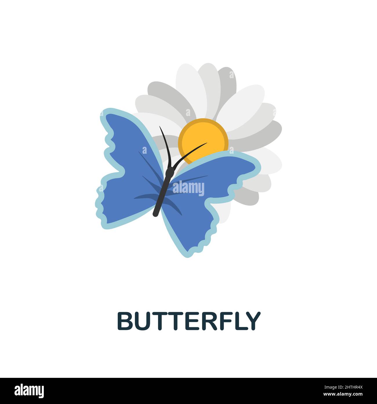 Butterfly flat icon. Colored element sign from flowers collection. Flat ...