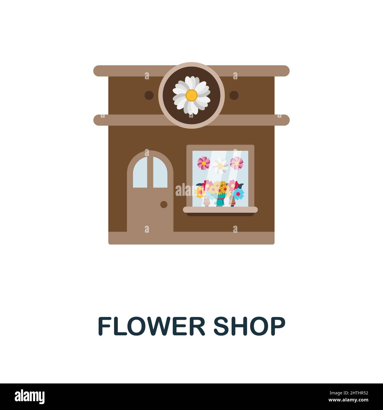 Flower Shop flat icon. Colored element sign from flowers collection ...