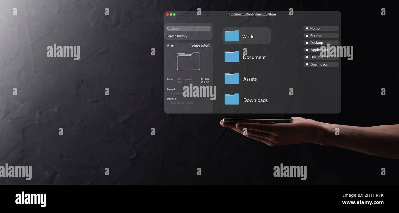 Document management concept. Virtual screen icons Document Management ...
