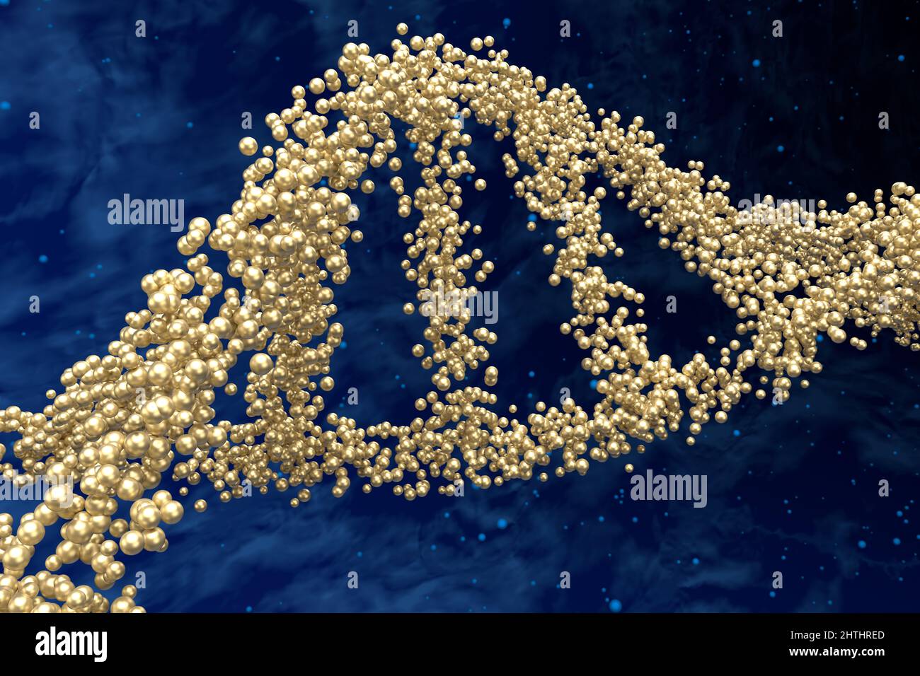Gold nucleotides in the DNA molecule (human genome) double helix chain ...