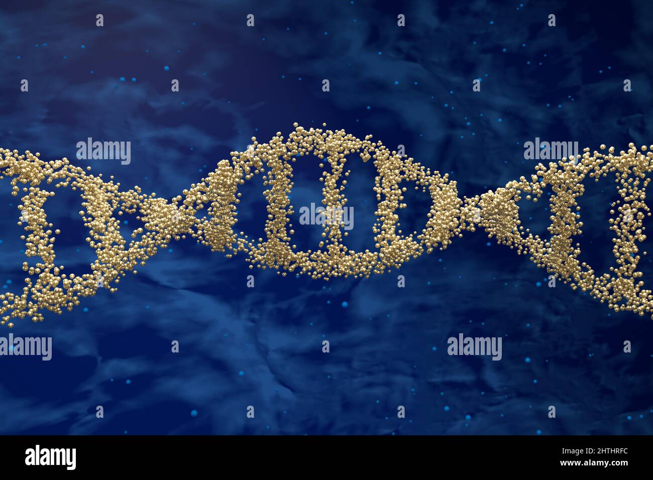 Gold nucleotides in the DNA molecule (human genome) double helix chain ...
