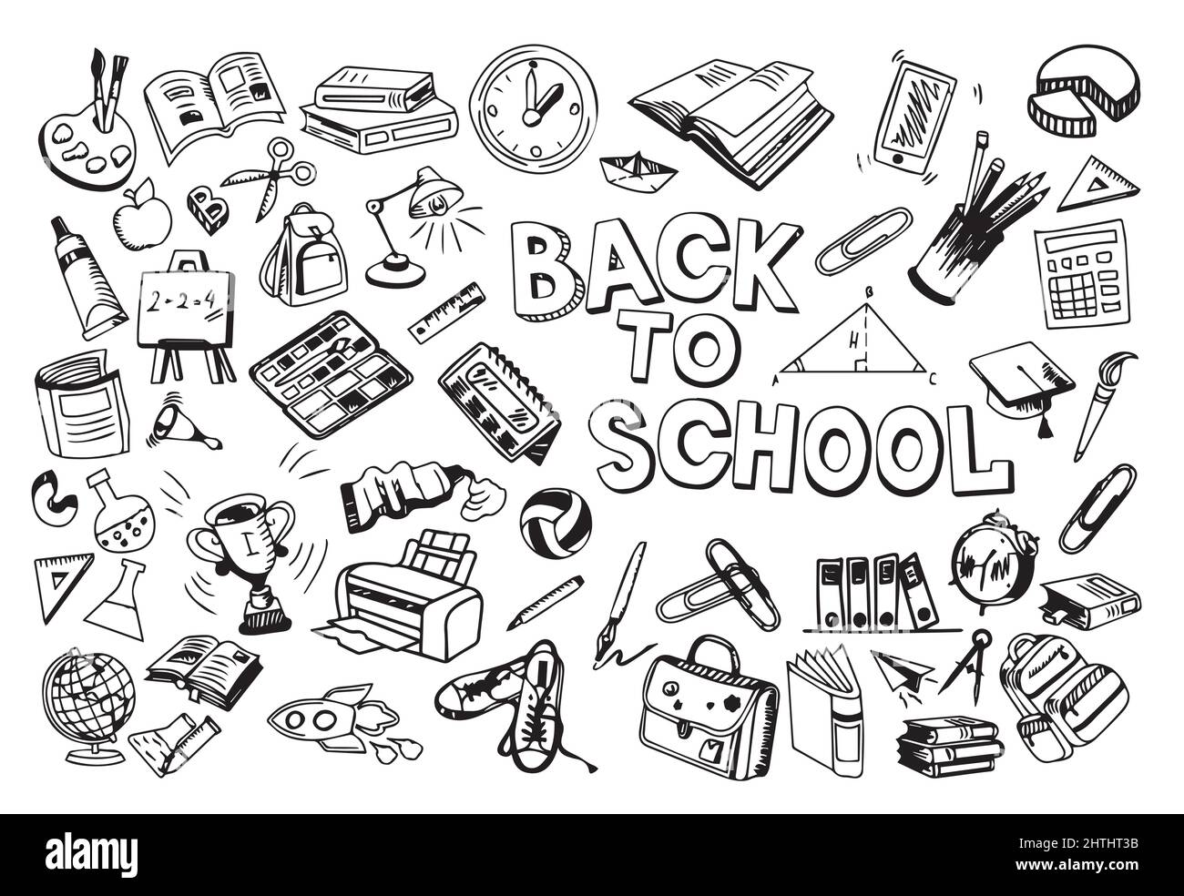 Hand draw school element doodles High Resolution Stock Photography and ...