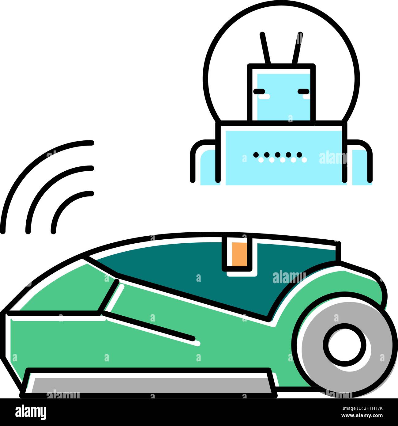 smart automatical lawn mower color icon vector illustration Stock ...