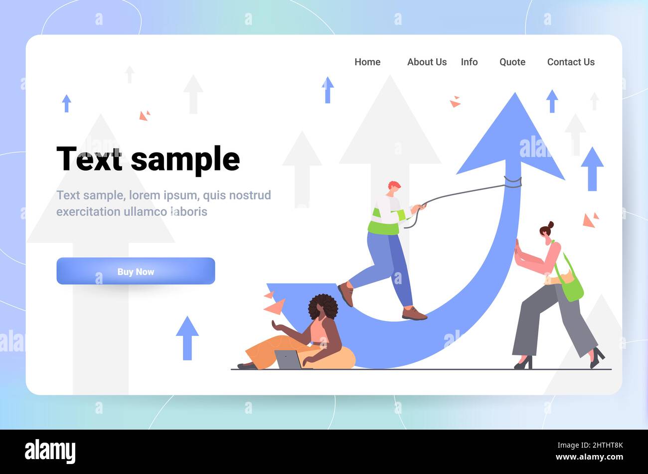 mix race businesspeople team pushing arrow graph up growth financial ...