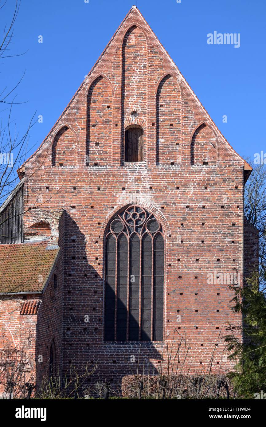 East gable of the historic monastery church of Rehna in red brick ...