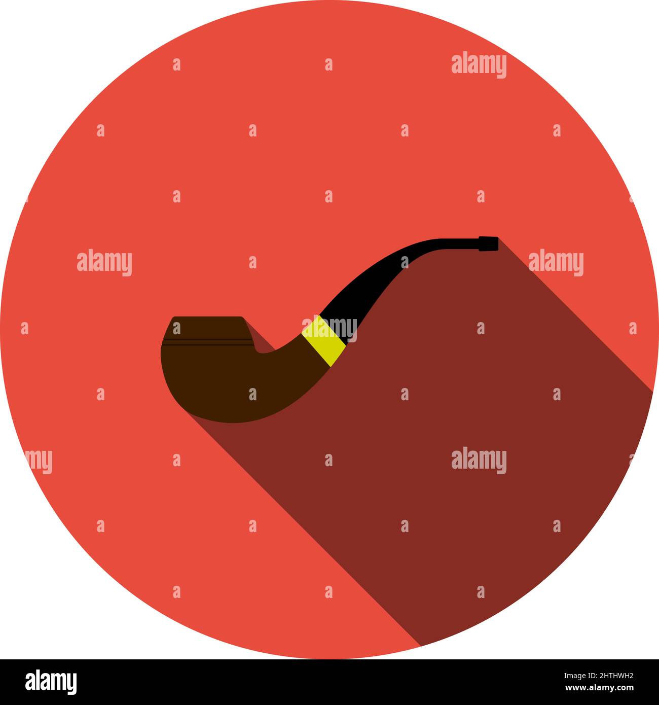 Smoking Pipe Icon. Flat Circle Stencil Design With Long Shadow. Vector ...