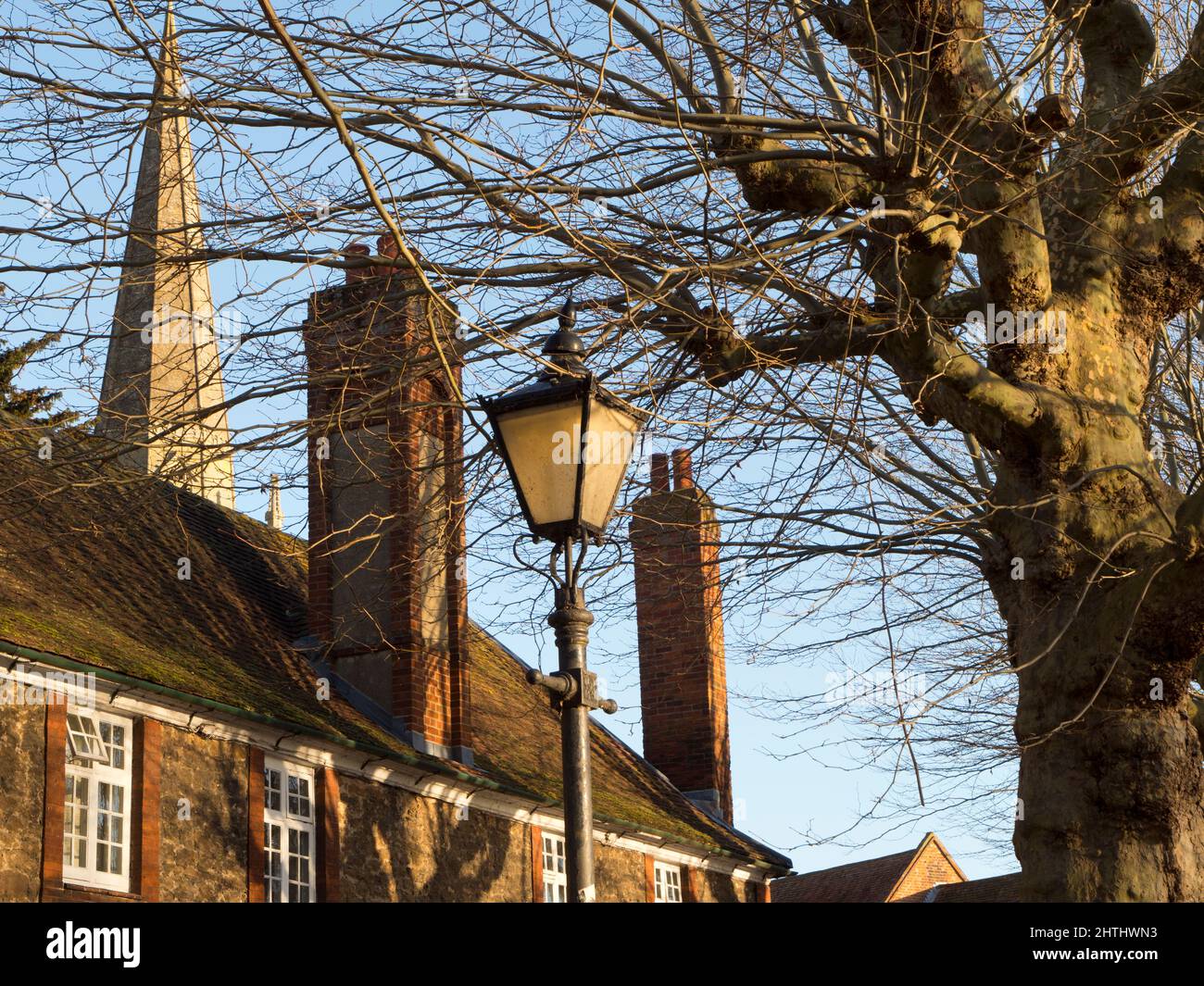 Lantern, spire and trees - St Helens Wharf, Abingdon at first light 2 ...