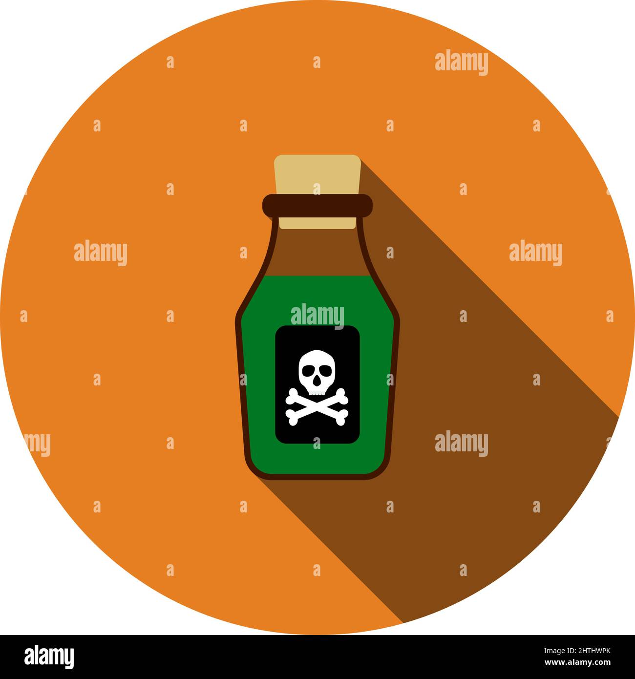 Poison Bottle Icon. Flat Circle Stencil Design With Long Shadow. Vector ...