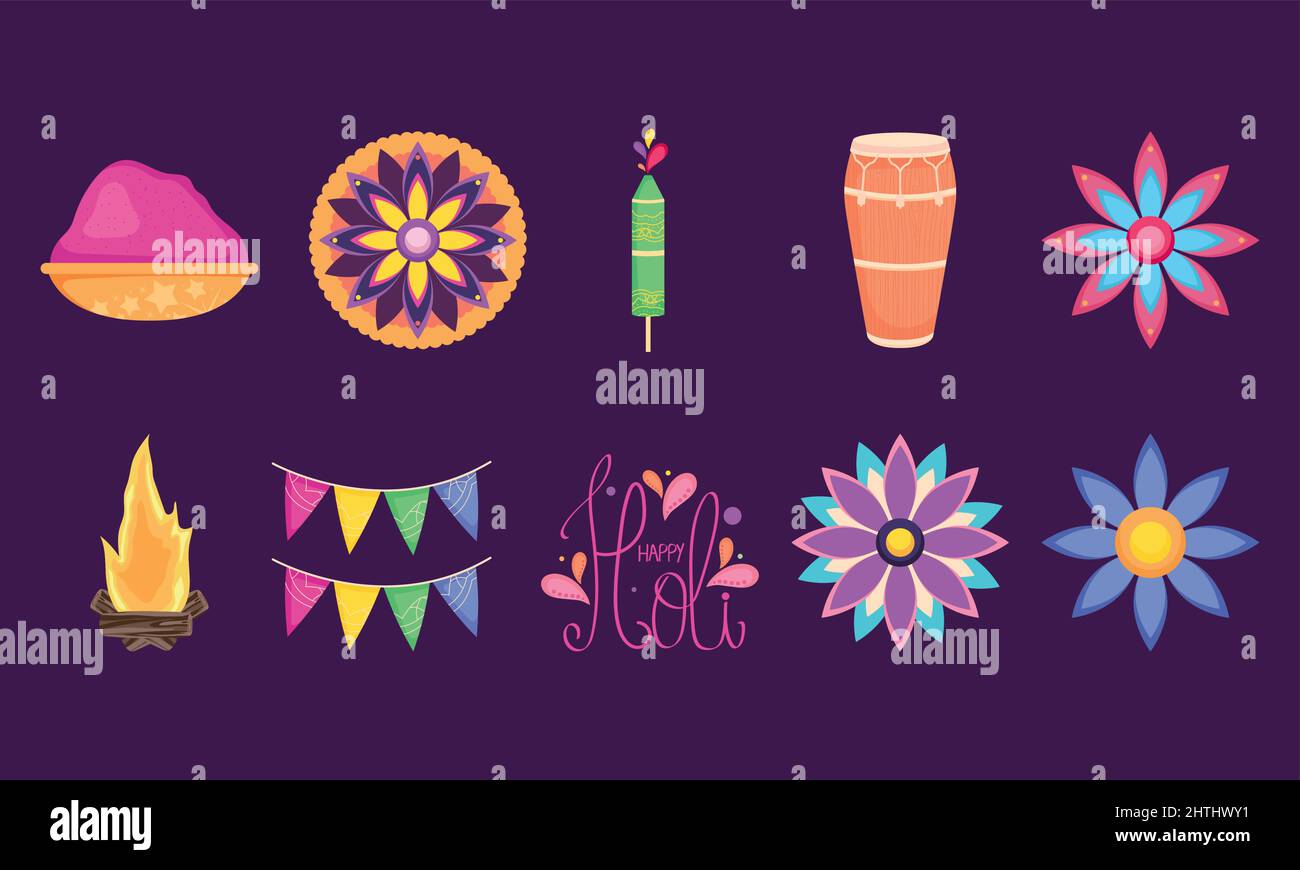 happy holi icon collection Stock Vector Image & Art - Alamy