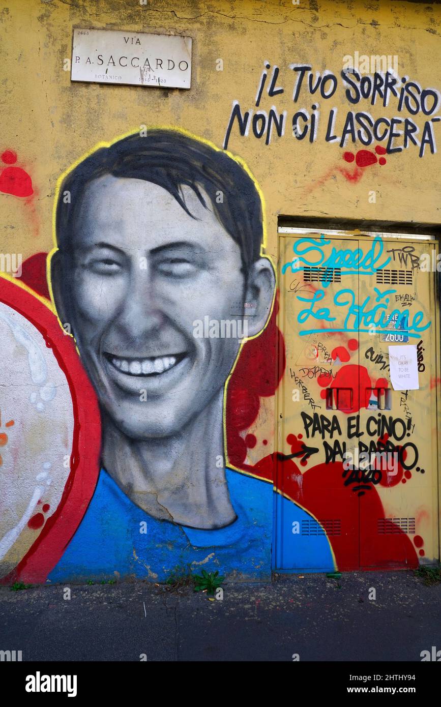 Graffiti street art on the walls of the railway in Lambrate district ...