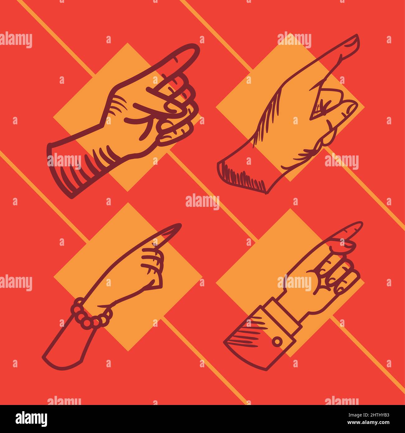 four hands pointing Stock Vector Image & Art - Alamy