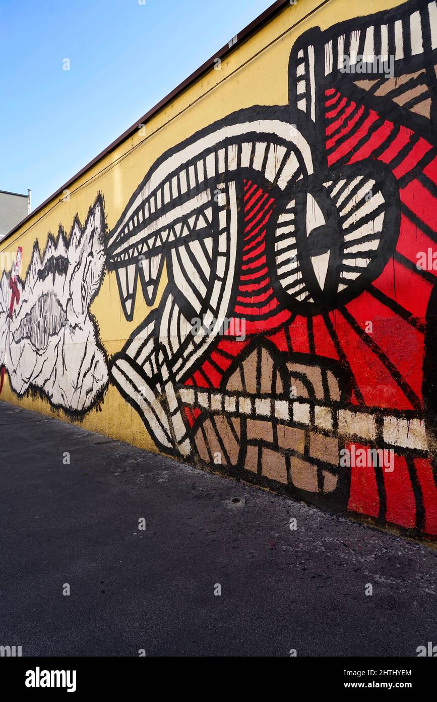 Graffiti street art in Via Tertulliano, Milan, Lombardy, Italy, Europe ...