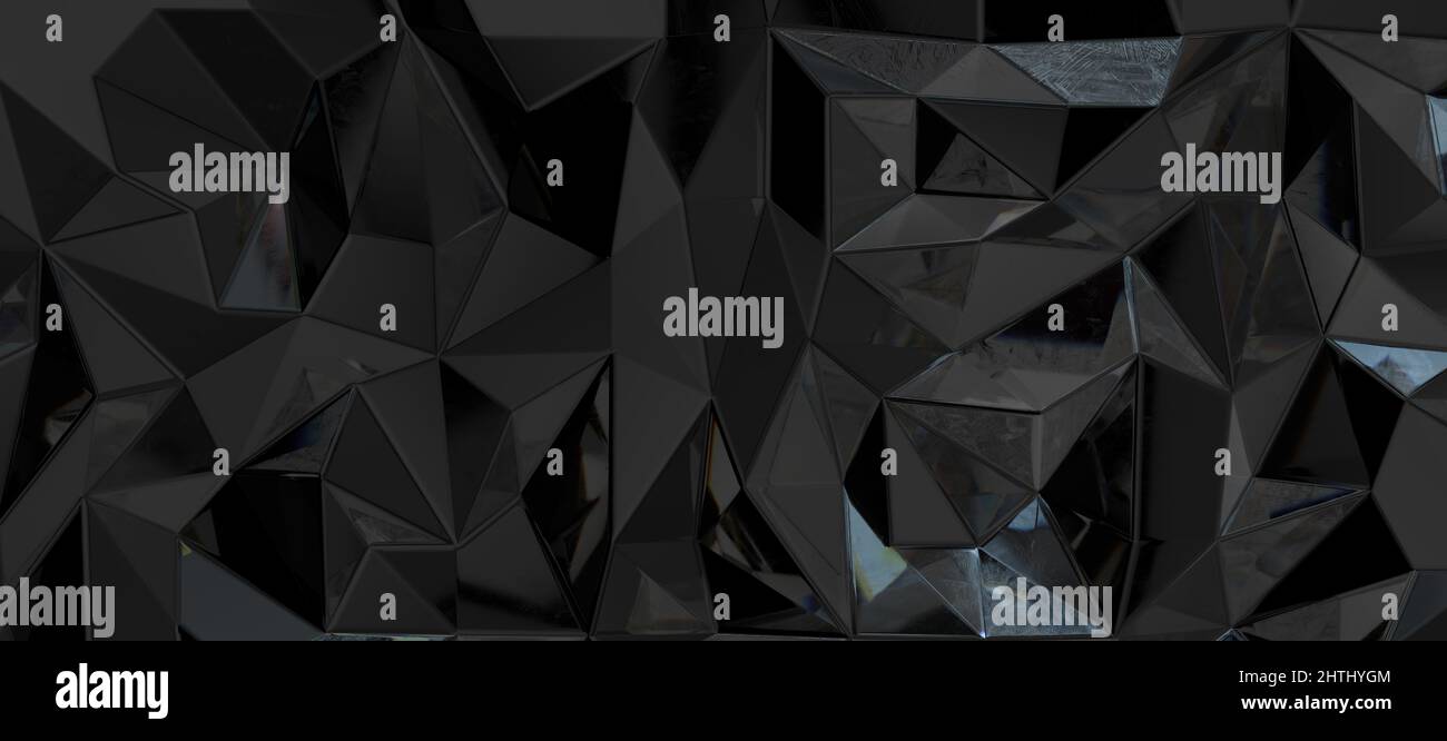 Black polygonal surface 3D rendering background Stock Photo - Alamy