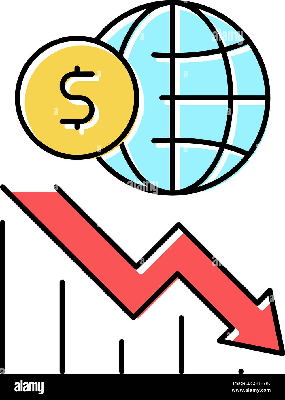 worldwide economy crisis color icon vector illustration Stock Vector ...