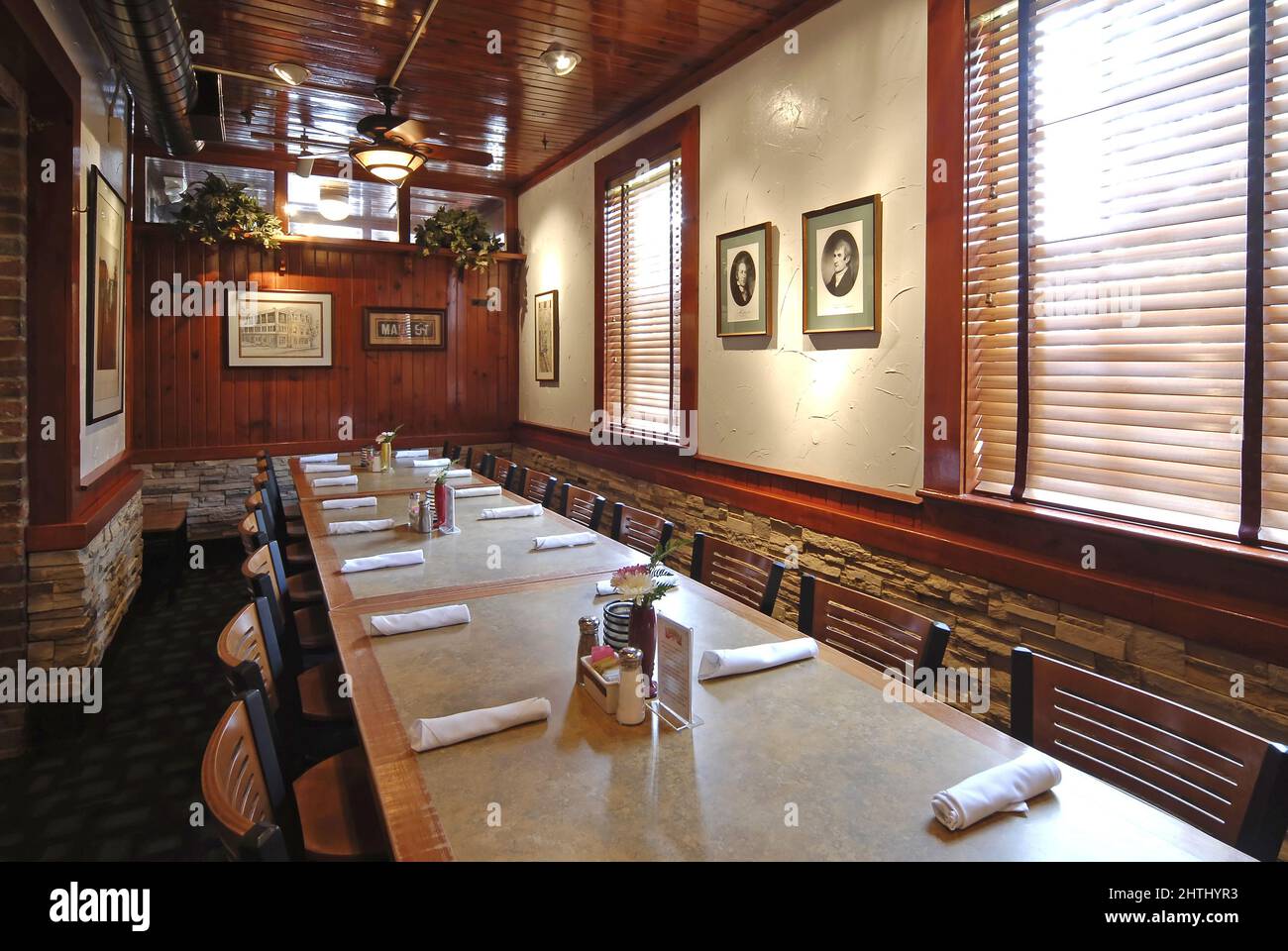 Antique style dining area inside of a restaurant in Missouri, USA Stock ...