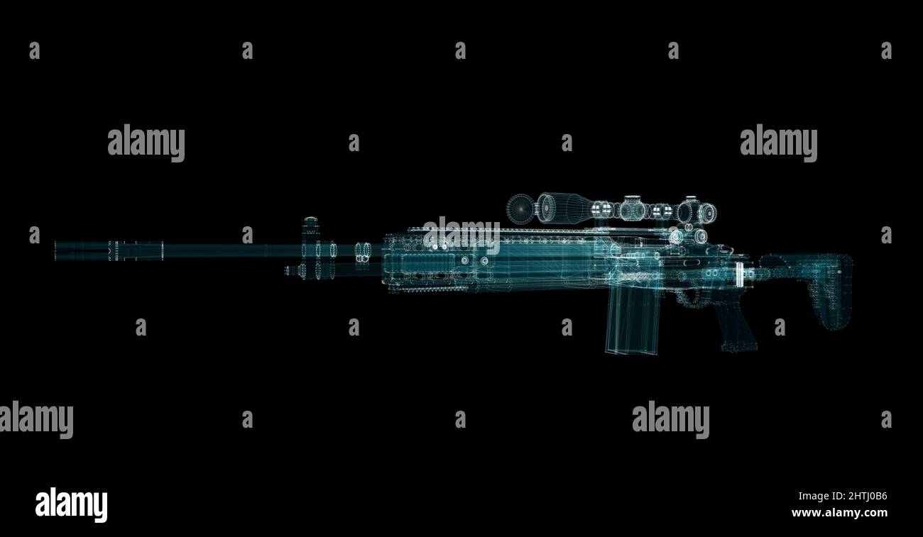 Submachine Gun Hologram. Weapon and Technology Concept Stock Photo - Alamy