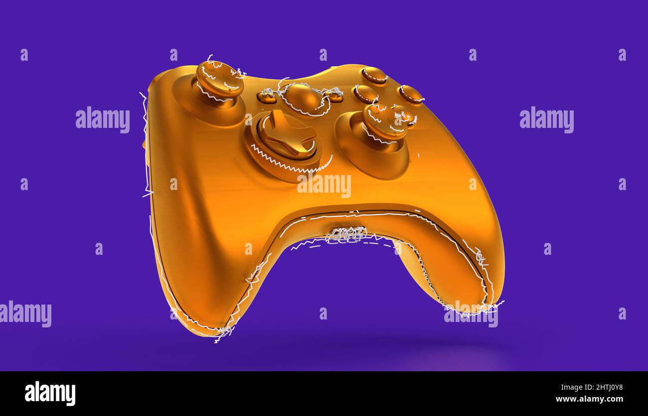 3d illustration of generic game controllers isolated on purple ...