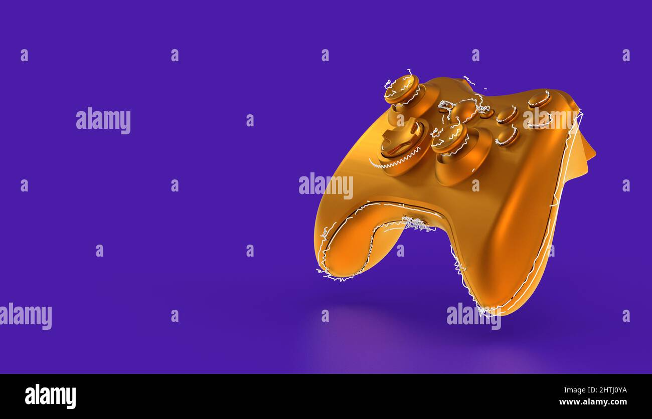 3d illustration of generic game controllers isolated on purple ...