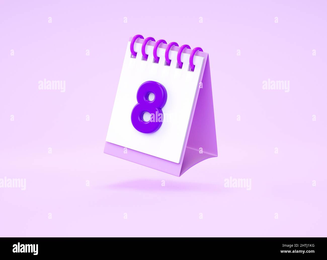 Isolated floating calendar with purple March 8 for International Womens ...