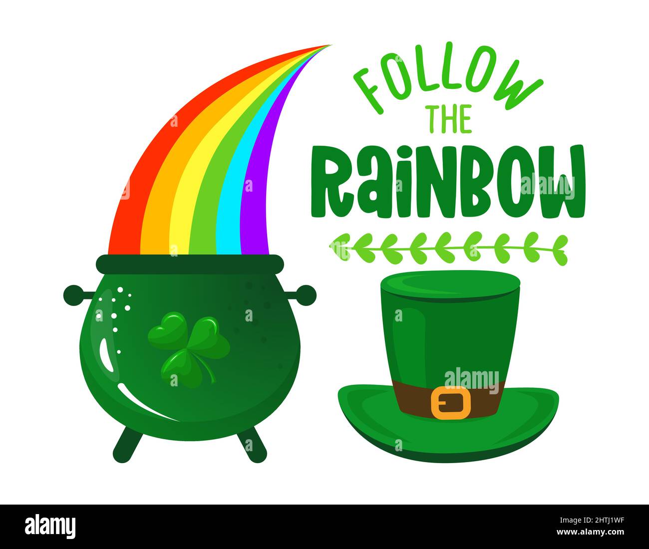 Follow the rainbow - funny St Patrick's Day inspirational lettering ...