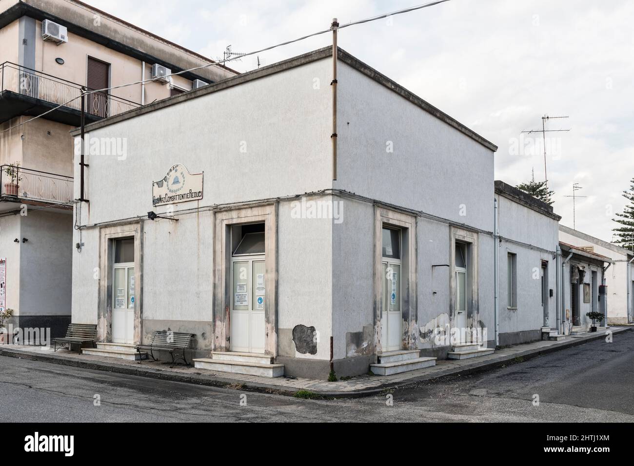The old Casa del Fascio in Mascali, Sicily, Italy. The town was ...