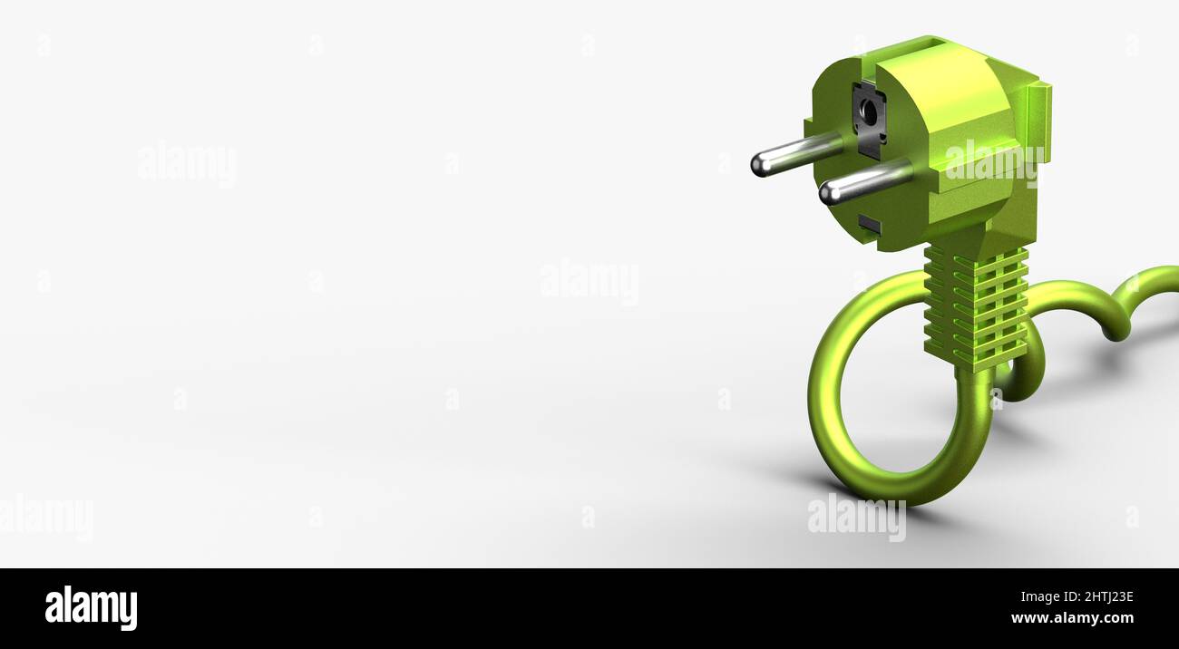 Illustration of green energy plug isolated on a white background Stock ...